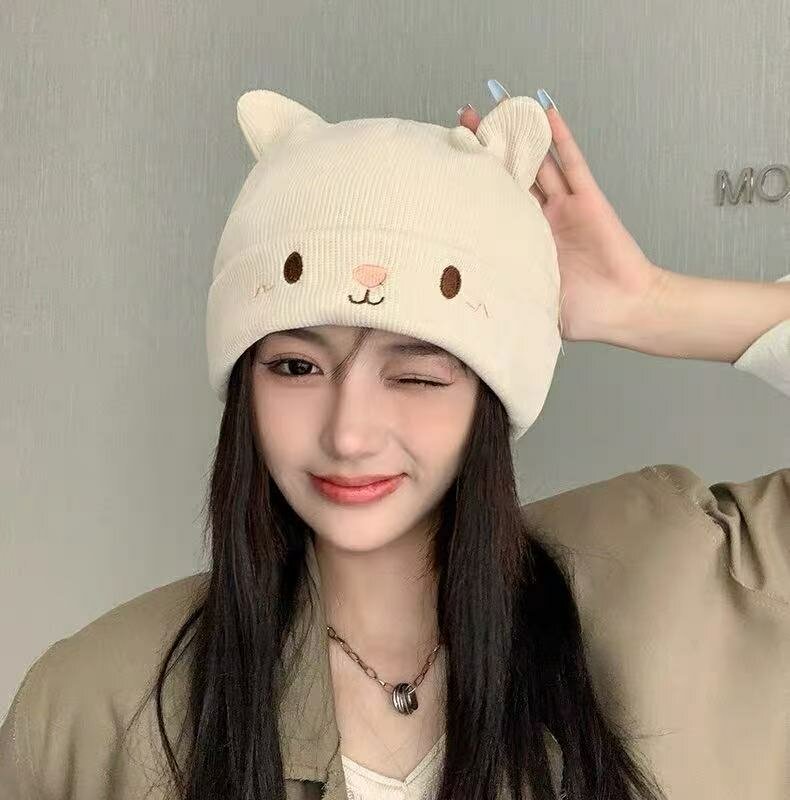 Дропшиппинг в японском стиле, милая и милая шапка с ушками ягненка для женщин зимой, плюшевый утолщенный и теплый капюшон с защитой ушей из овечьей шерсти