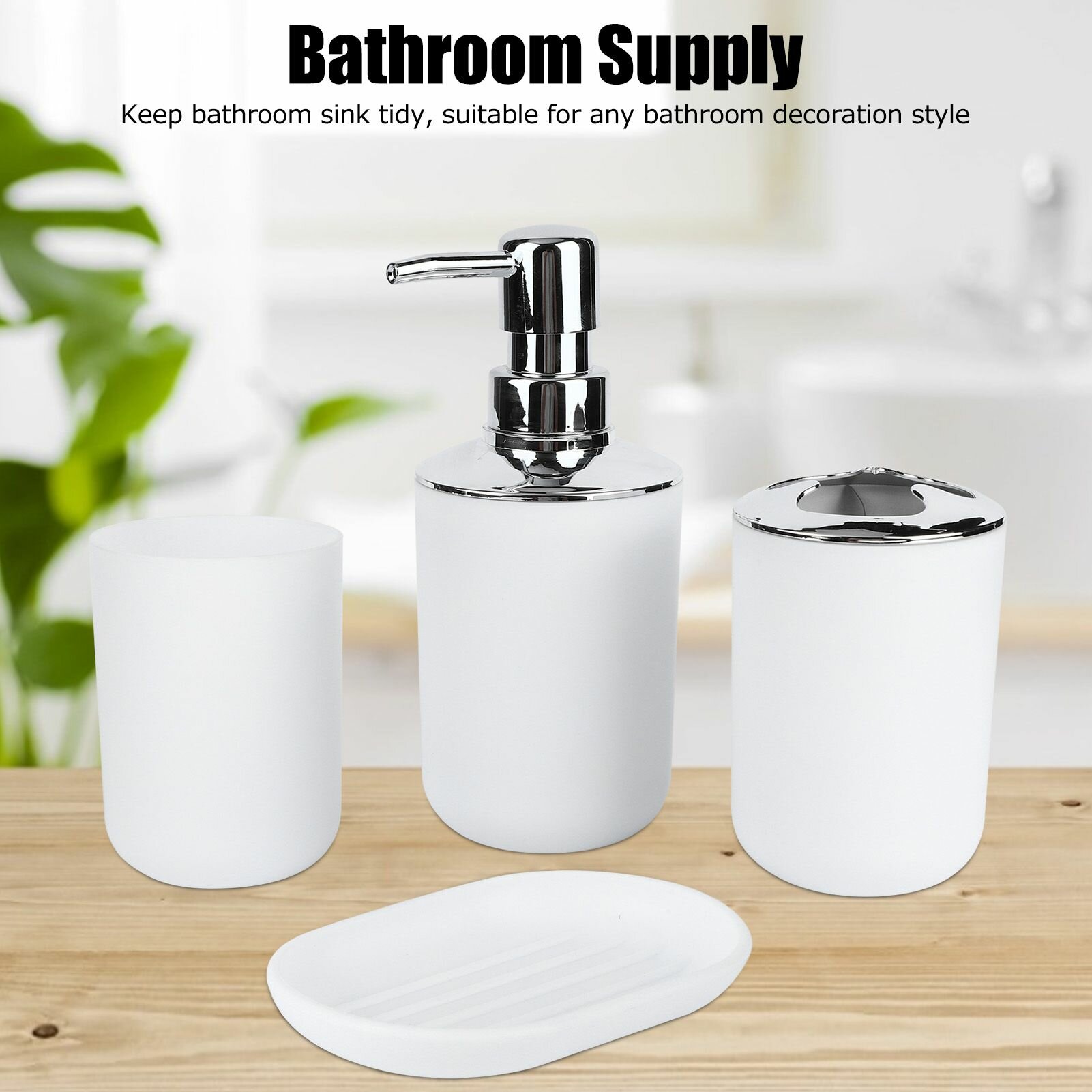 Шт./компл, набор для ванной комнаты, аксессуар, пластиковая бутылка для лосьона, чашка для хранения, чашка для полоскания, мыльница, белая