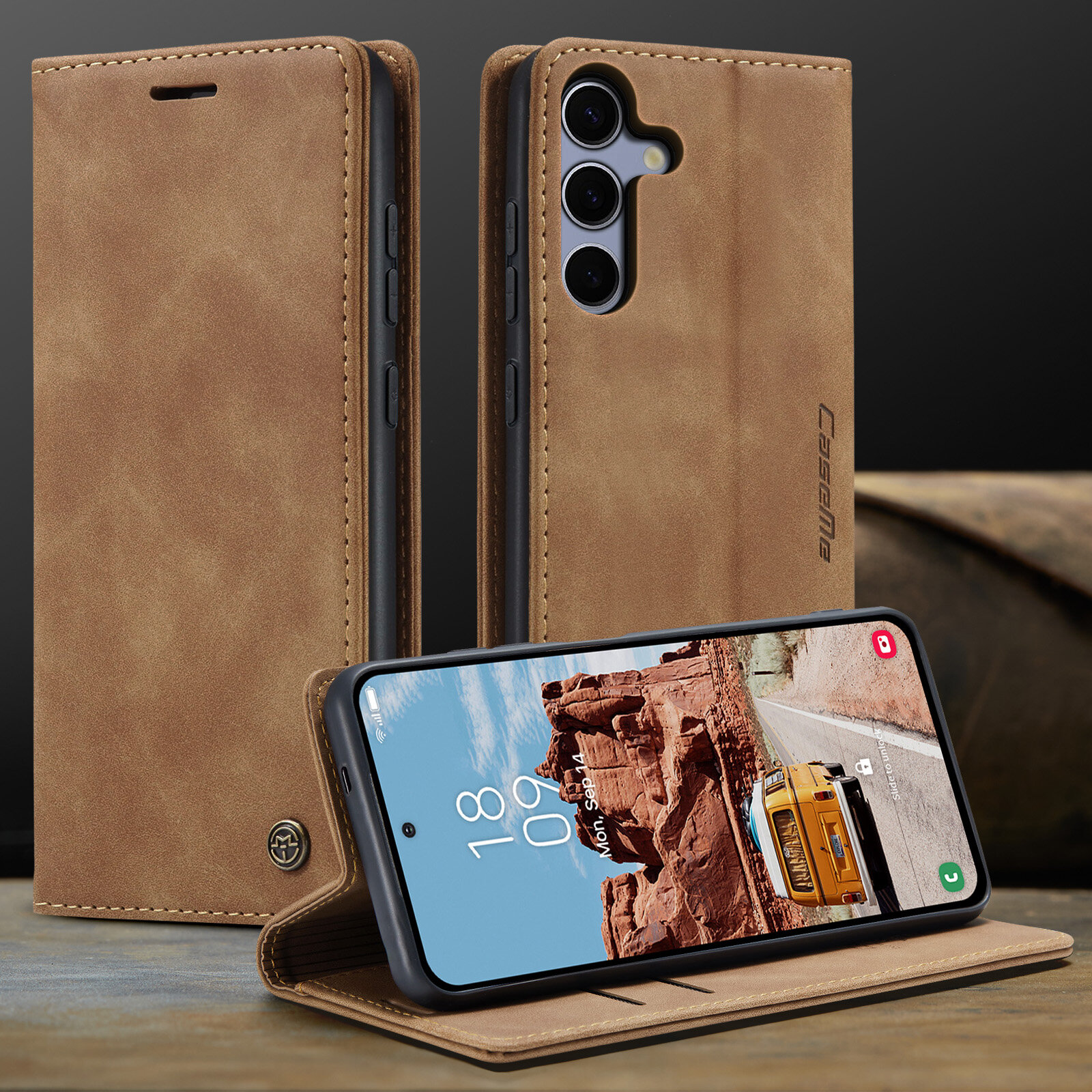 Чехол Для Samsung Galaxy S25/ Самсунг Галакси S25, soft touch, кобура, искусственная кожа, защита камеры, ударопрочный, усиленные углы, Samsung, Samsung Galaxy S25, brown,002CaseMe/013/SX S25