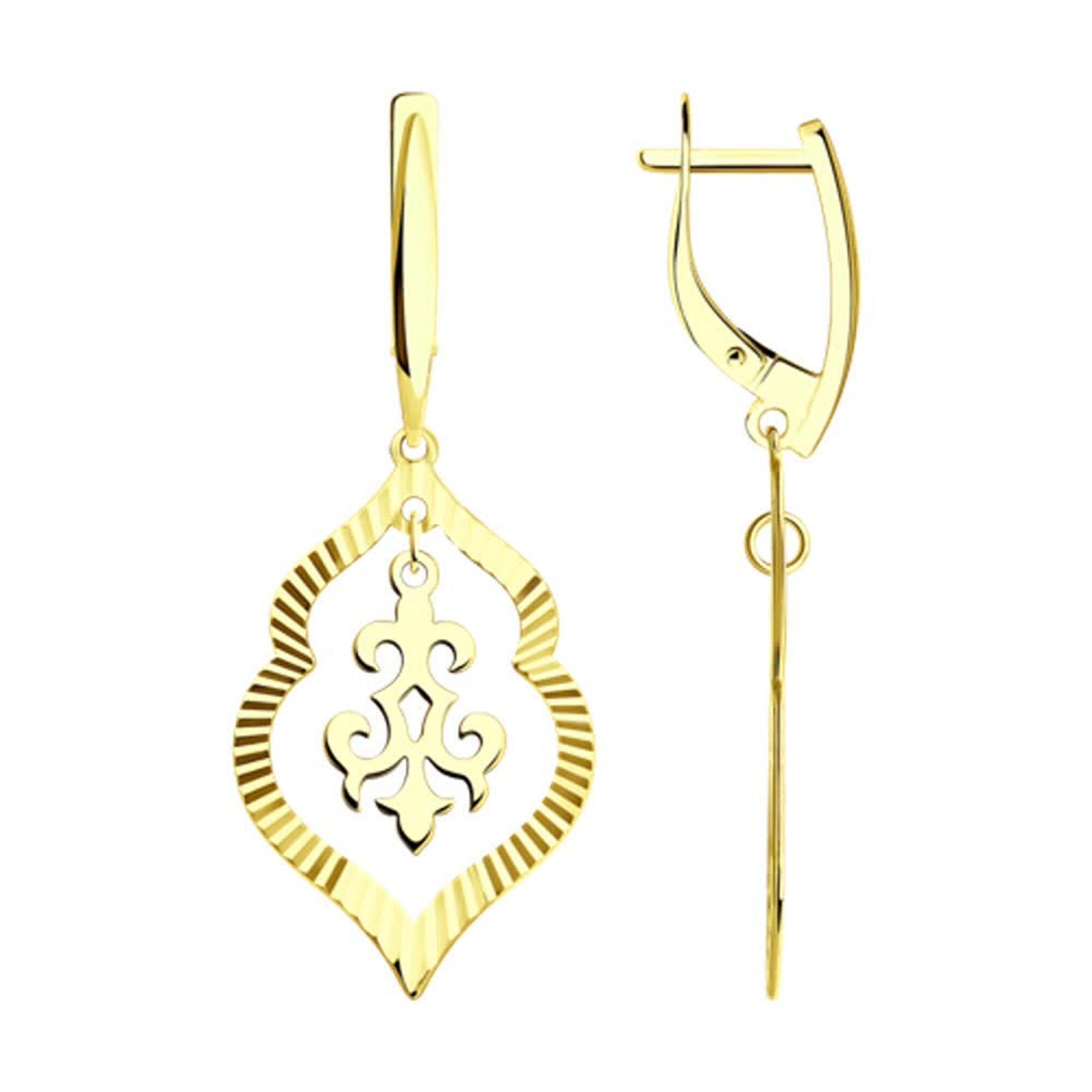 Серьги, серебро, 925 проба, золочение