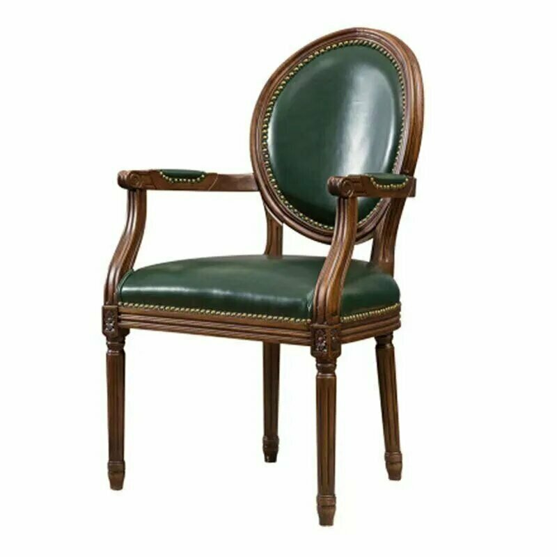 Стул, искусственный кожа/массив дерева, ортопедический, темно-зеленый