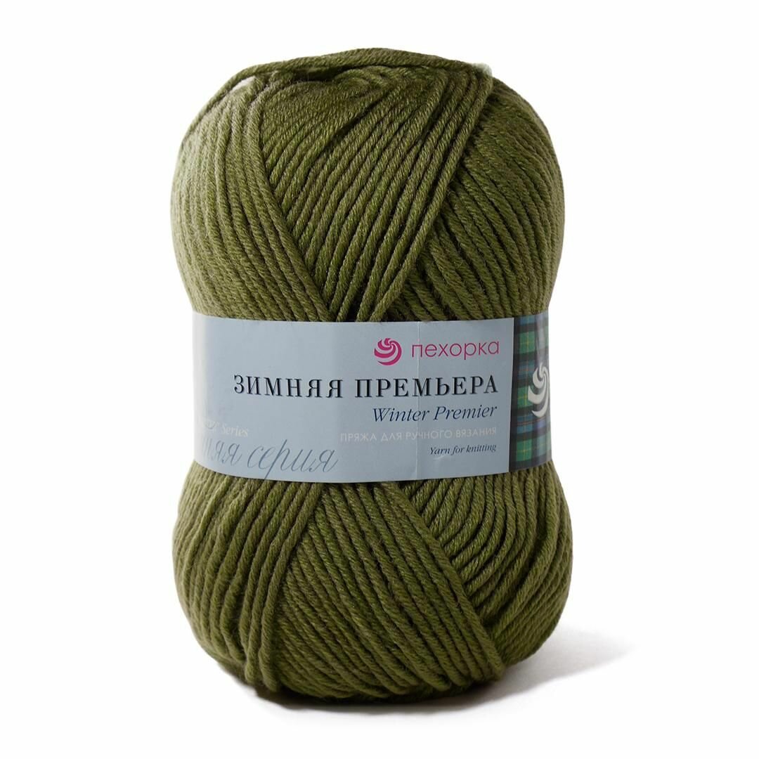 Пряжа Пехорка Зимняя премьера 494 светлый хаки (10 мотков по 100г/150м)