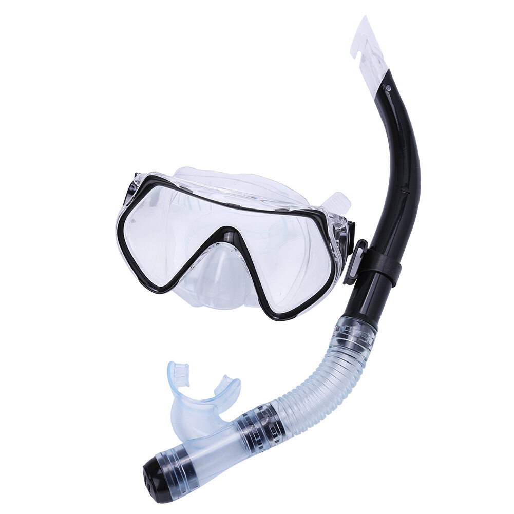 Adult Diving Goggles Snorkeling Swimming Scuba Underwater Glasses Snorkel (Black)