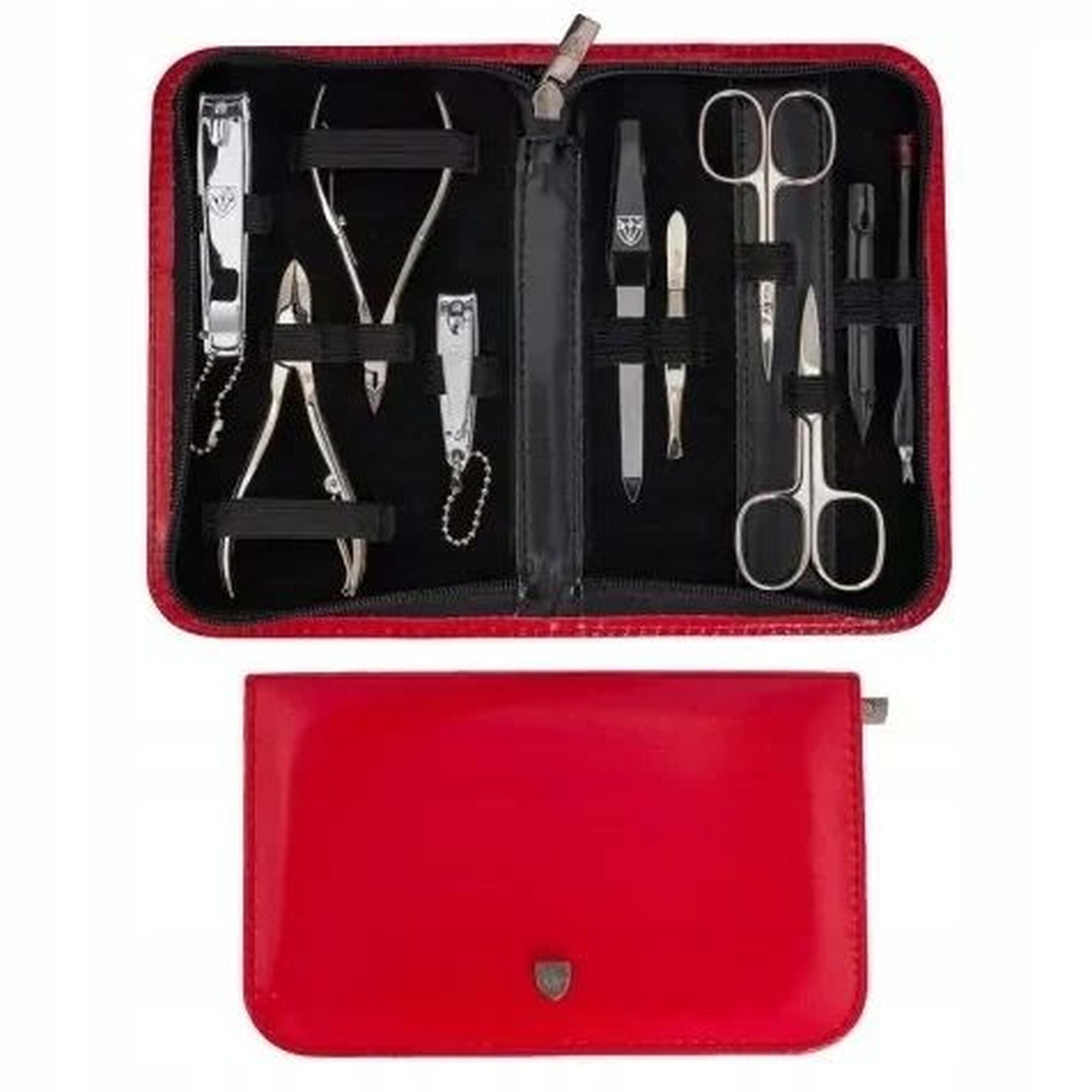 Набор маникюрный Solingen 7874 MC N, 10 предметов, в футляре, металл, красный