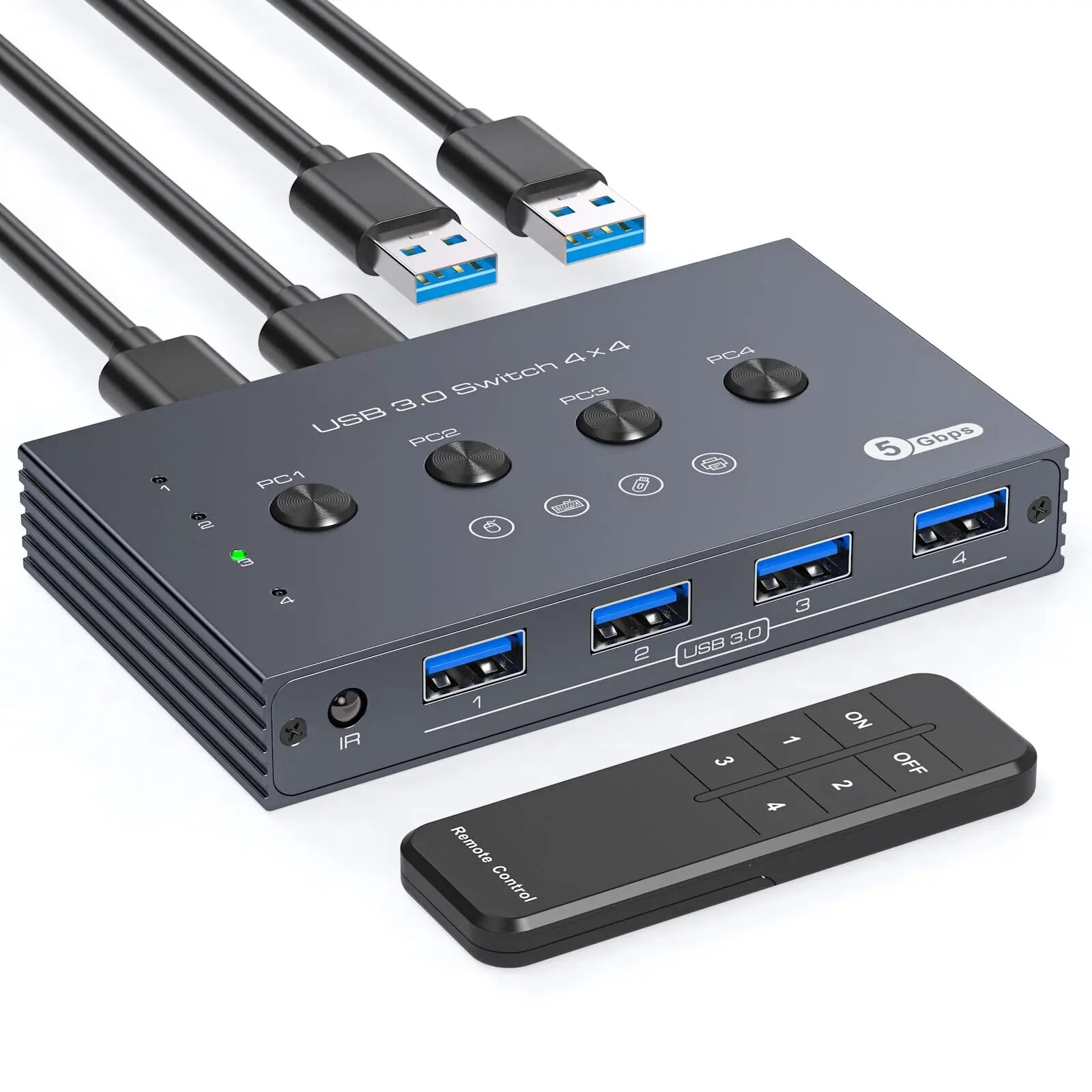 AIMOS USB 3.2 Переключатель 4 Порта 4 Компьютера USB 3.0 Switch