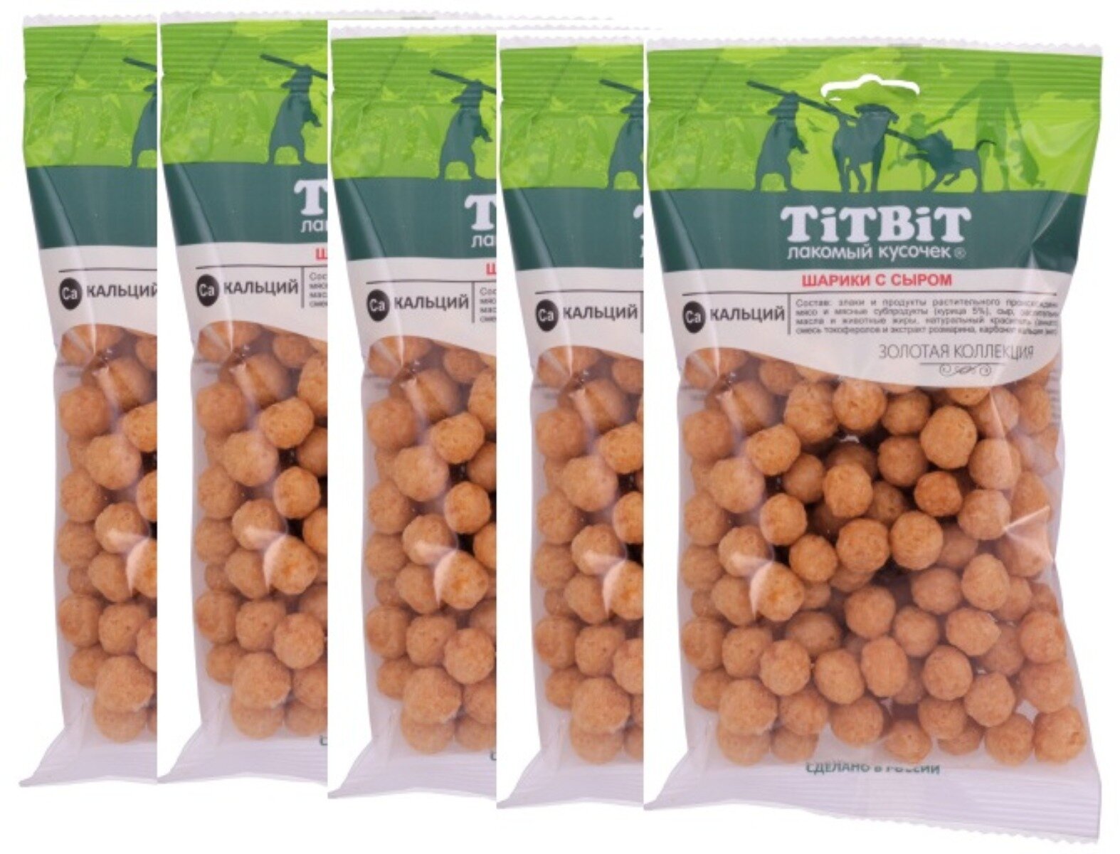 TiTBiT Золотая коллекция Лакомство для собак Шарики с сыром 95г (5шт)