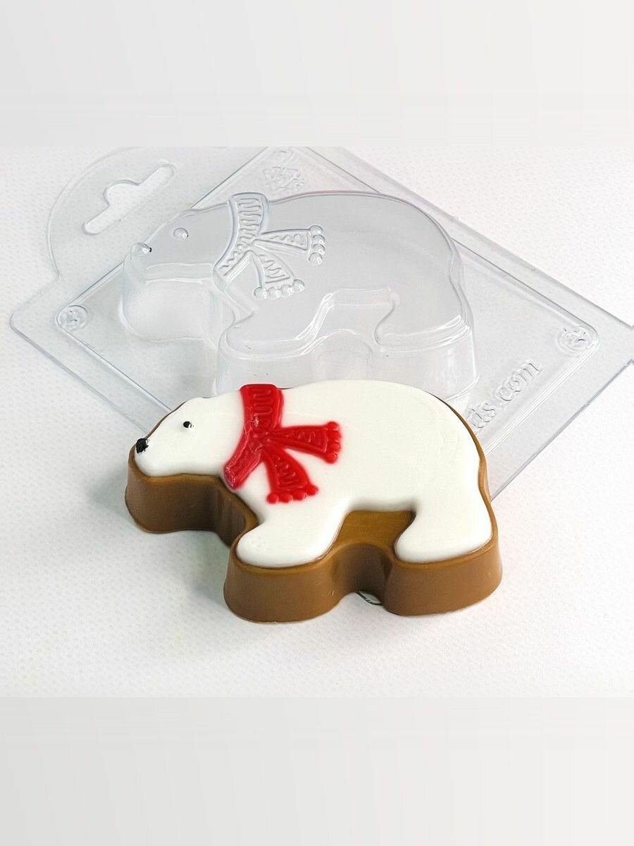 "Белый медведь пряничный" форма пластиковая для мыла и шоколада