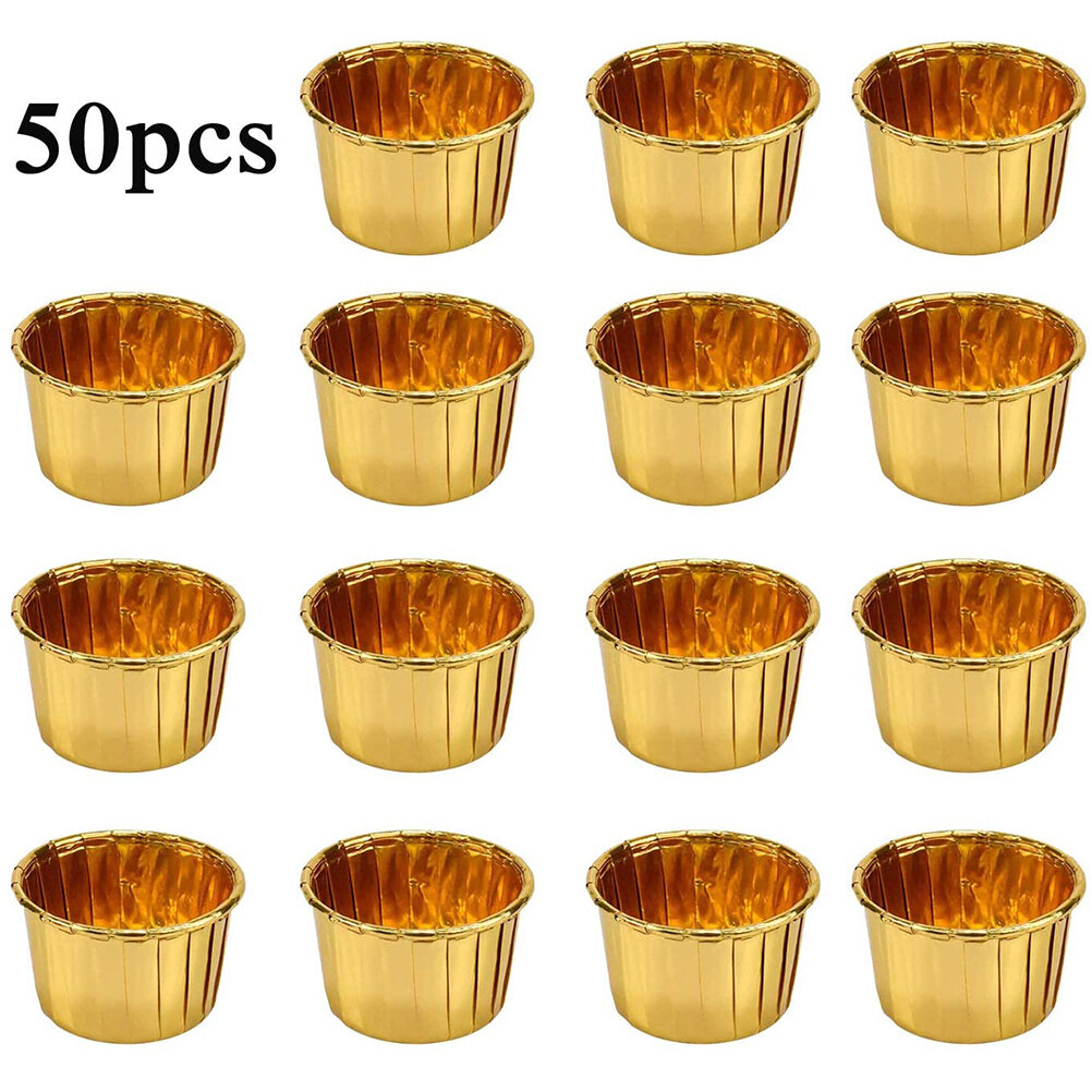 50 формочек для выпечки из алюминиевой фольги: мини-формочки для кексов и маффинов для свадеб, вечеринок и торжеств.