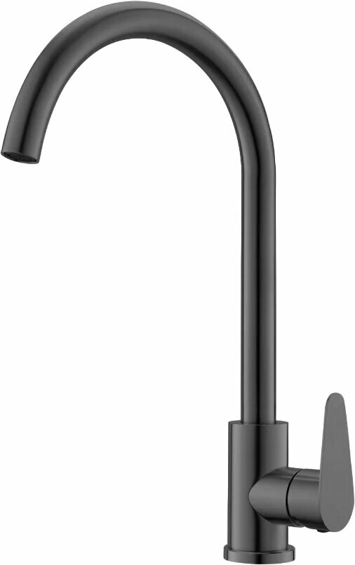 Смеситель для кухни Olive'S Steel ST1007B с поворотным изливом, глянцевый, однорычажный, нержавеющая сталь, с керамическим картриджем