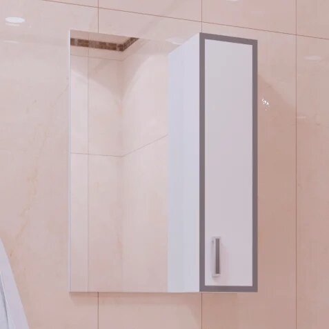 Зеркало Corozo Спектр 50 с полкой, со шкафчиком, 50 см, серое, в современном стиле, зеркало настенное в ванную