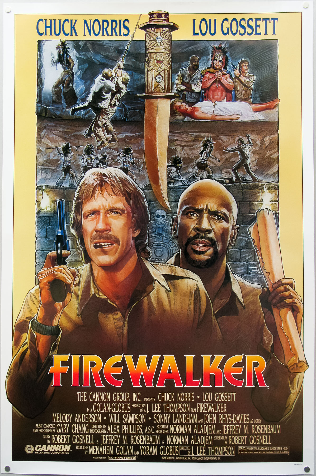 Плакат, постер Firewalker (1986) (Идущий в огне) на холсте, размер 30х42см