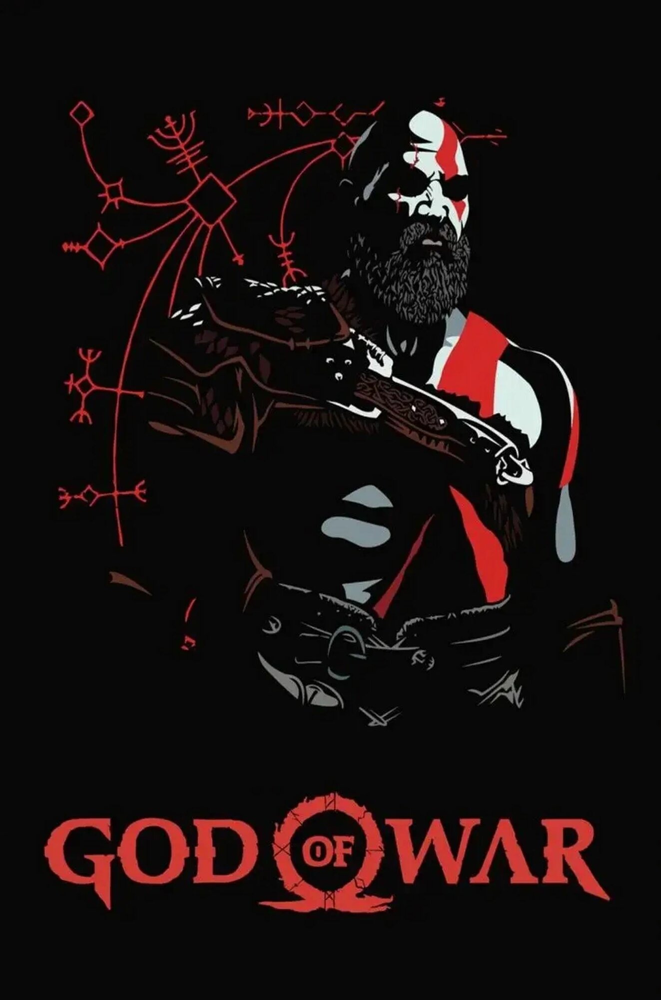 Плакат, постер God of War на холсте, размер 21х30см