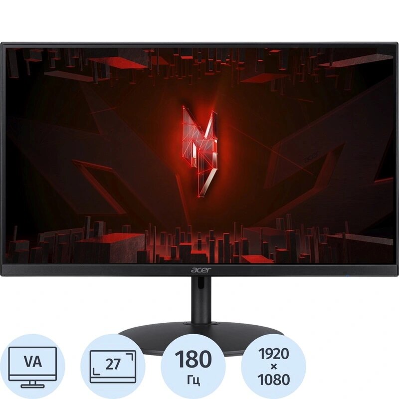 Монитор Acer Nitro (UM. HX0CD.302)27/FHD/VA/180Hz/300cd/1ms/HDMI/DP