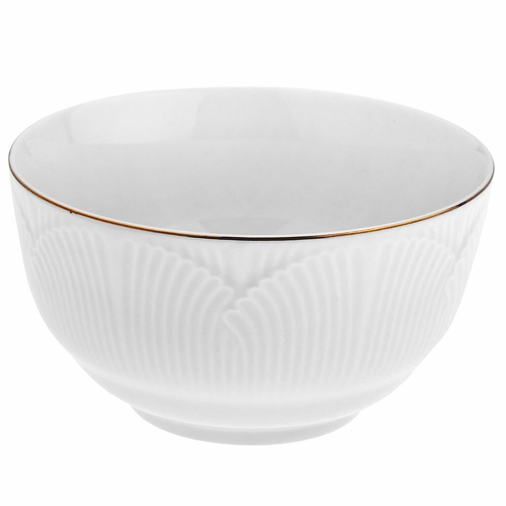 "Лотос" Пиала фарфоровая 500мл, д12,6х7см, рельефный декор, отводка золотом