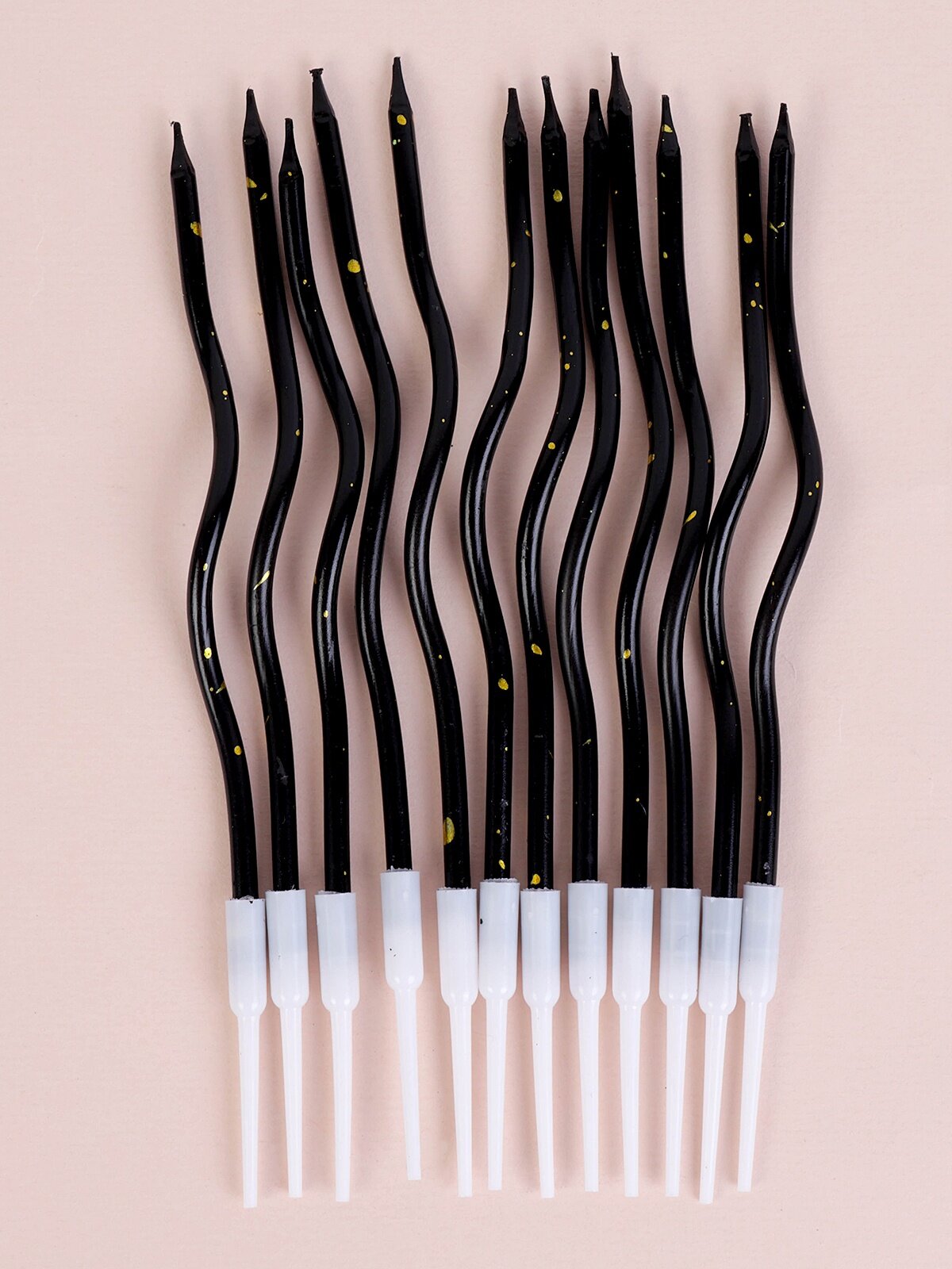 Свечи для торта "Серпантин", 12 шт, черный с блёстками 10603415