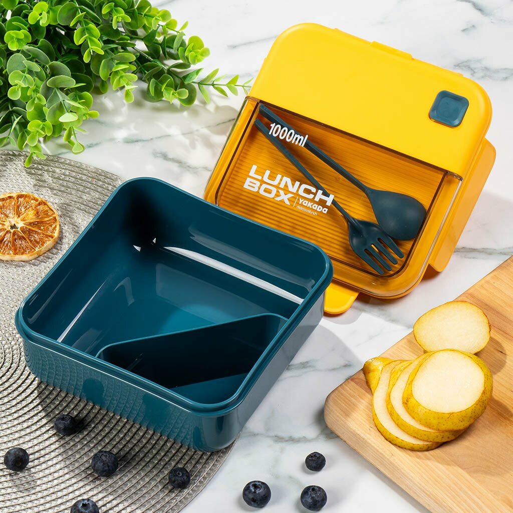 Контейнер ланч-бокс пластик, 1 л, 17х17х7.5 см, в ассортименте, Y4-7822