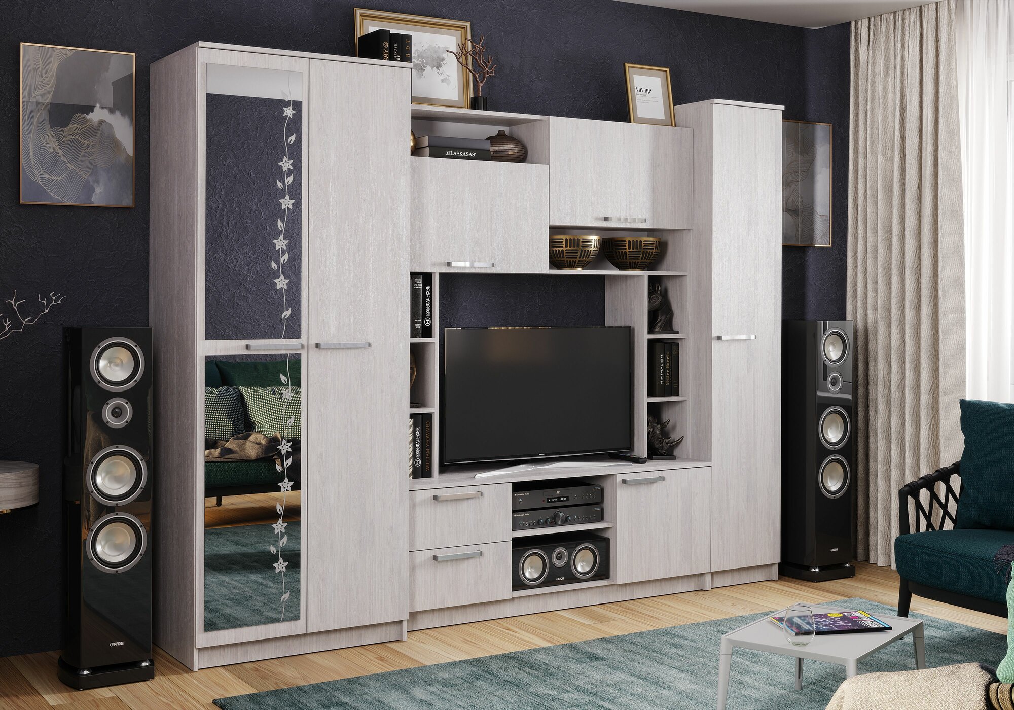 Гостиная "Флора" ясень белый (БТС)