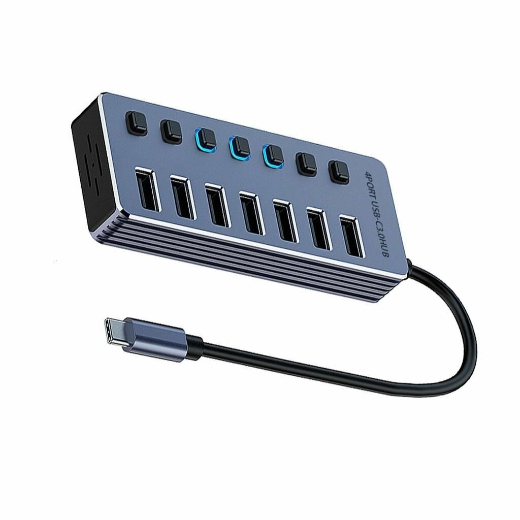 Эффективный USB-разветвитель 4/7/10 портов с независимым управлением для быстрой передачи данных, Семь