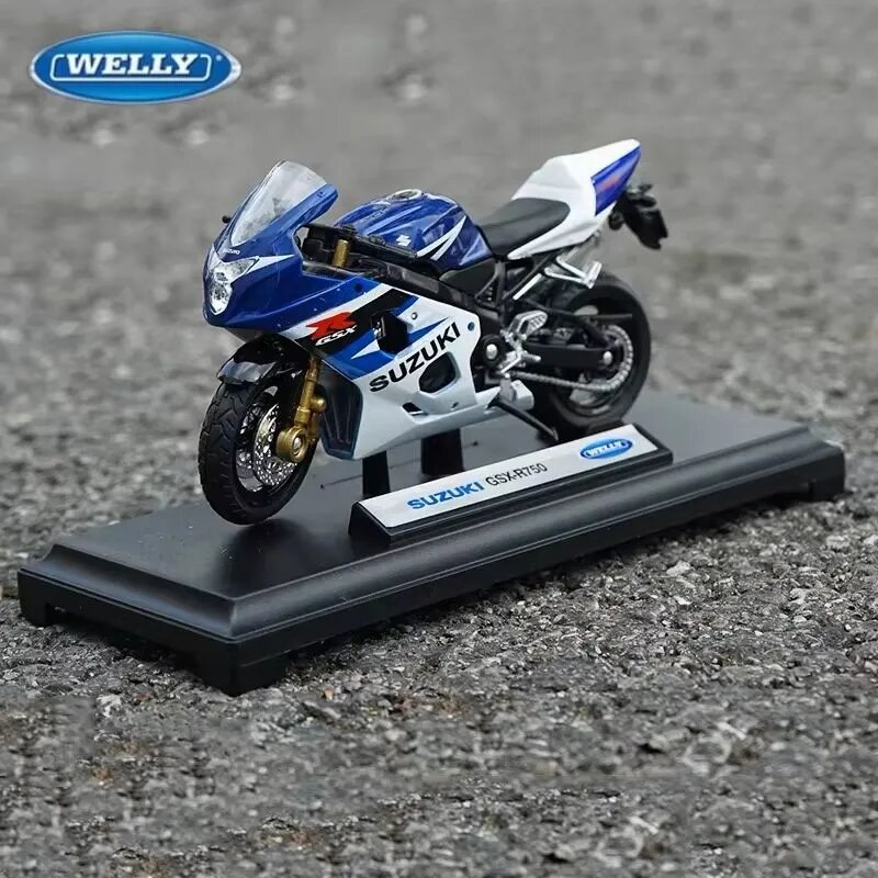 Миниатюрная Модель мотоцикла автомобиля из литого металла Сузуки GSX-R750 модель автомобиля Игрушки 1:18 SUZUKI GSX-R750, WELLY