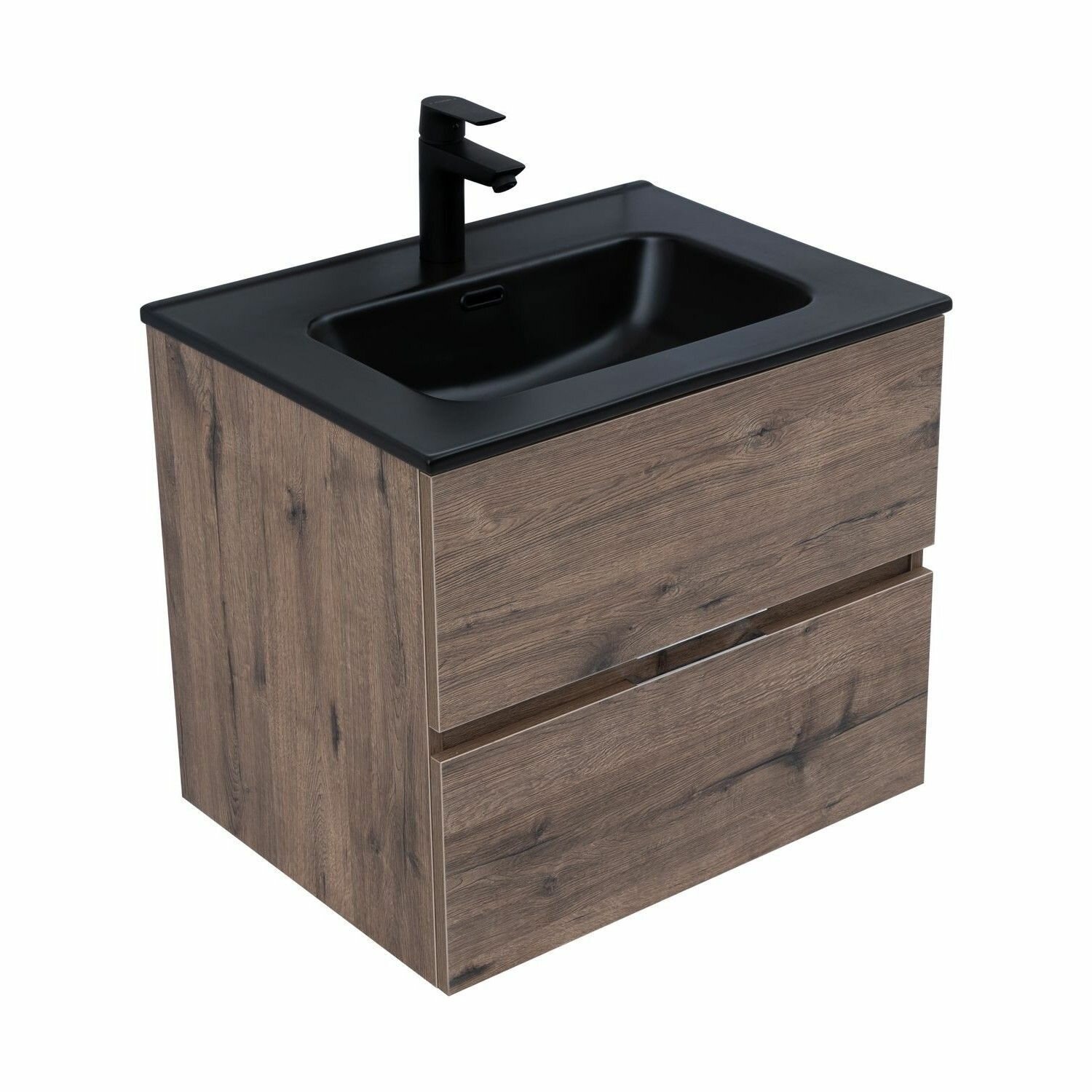 Тумба под раковину в ванную Aquanet Алвита New 60 2 ящика, дуб веллингтон табак