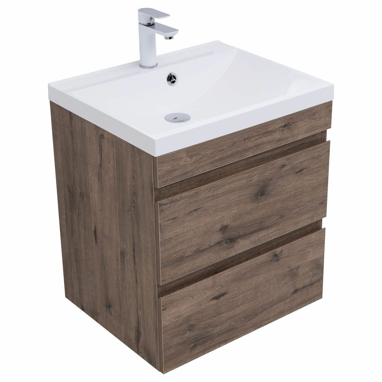 Тумба под раковину в ванную Aquanet Нота New 60 дуб веллингтон табак, подвесная