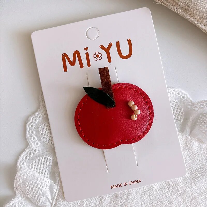 Кожаные заколки-кролики для девочек Красный, 4-Apple