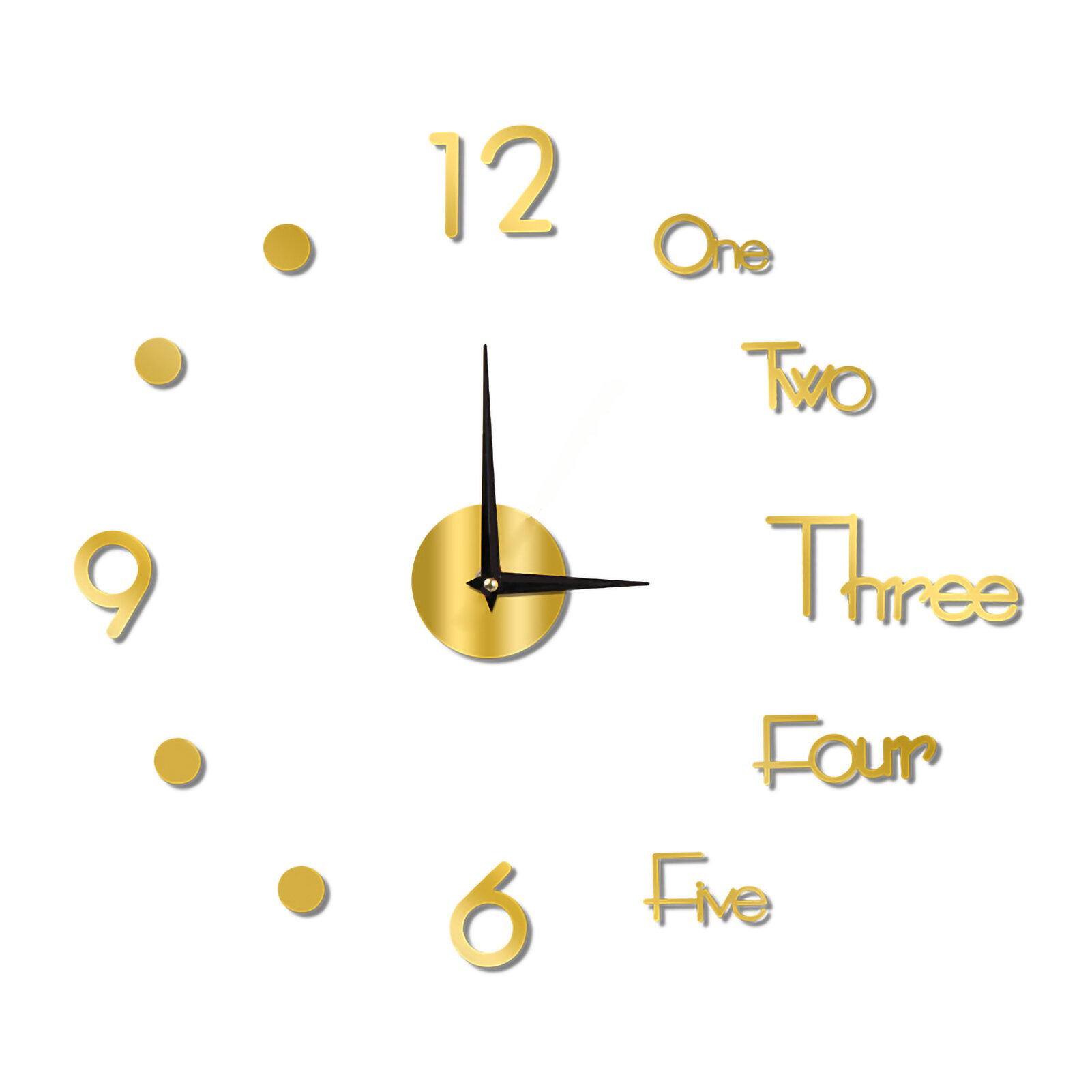 Настенные часы с ночником, безрамные декоративные светящиеся бесшумные часы для гостиной, спальни, золотые, средние, 90 см/35,43 дюйма