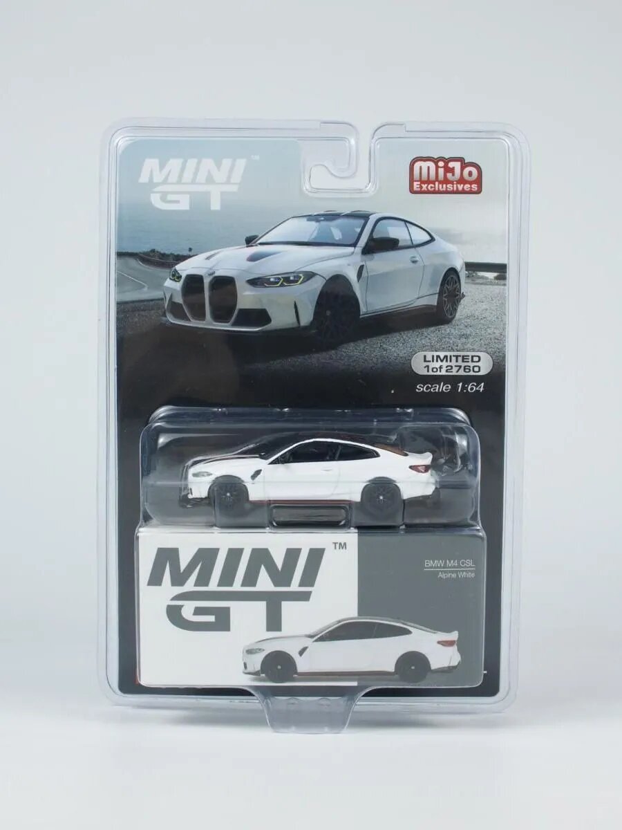 Машинка MINI GT 1/64 #683 BMW M4 CSL Alpine White MIJO Die-cast Alloy Car Model Collection Toy Gift