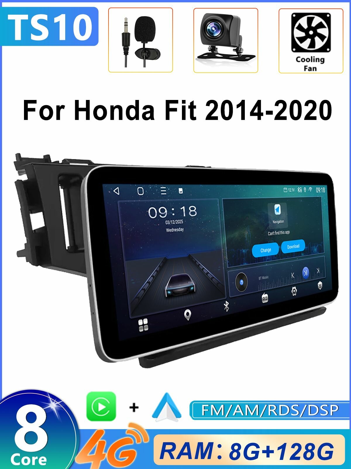 Магнитола Honda Fit Jazz 2014-2020, Carplay, Android,4G, автомагнитола для Хонда Джаз, Фит