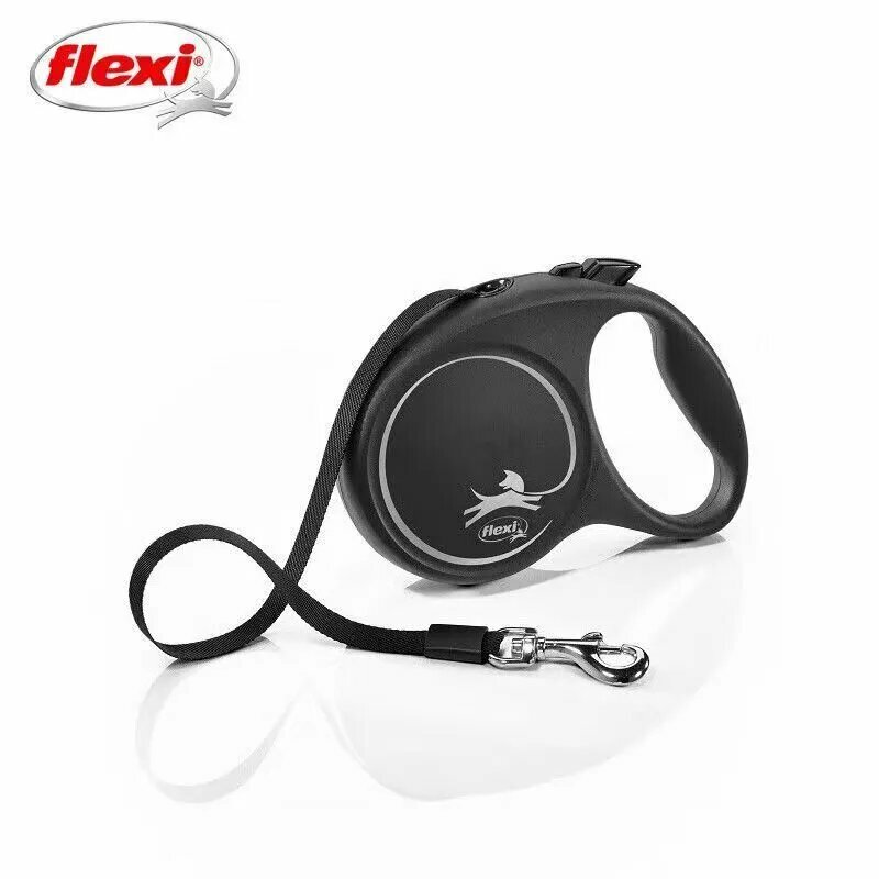 KNOW EASY-Поводок-рулетка Flexi "New Classic L", лента, для собак весом до 50 кг, цвет: черный, 8 м-Love home