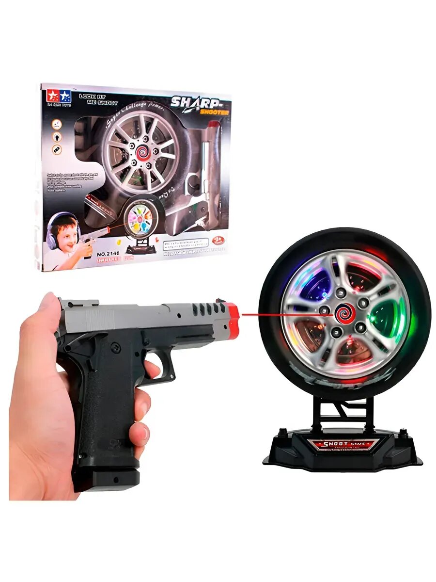 Тир лазерный "Пистолет с мишенью", из пластика, питание от батареек, 31х26х6 см