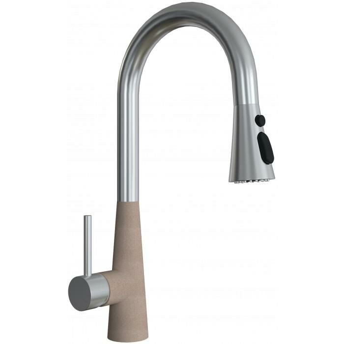 Смеситель для кухни Florentina Вита Pro 313.29Н.1223.107 песочный, с выдвижным изливом, рычажный, нержавеющая сталь