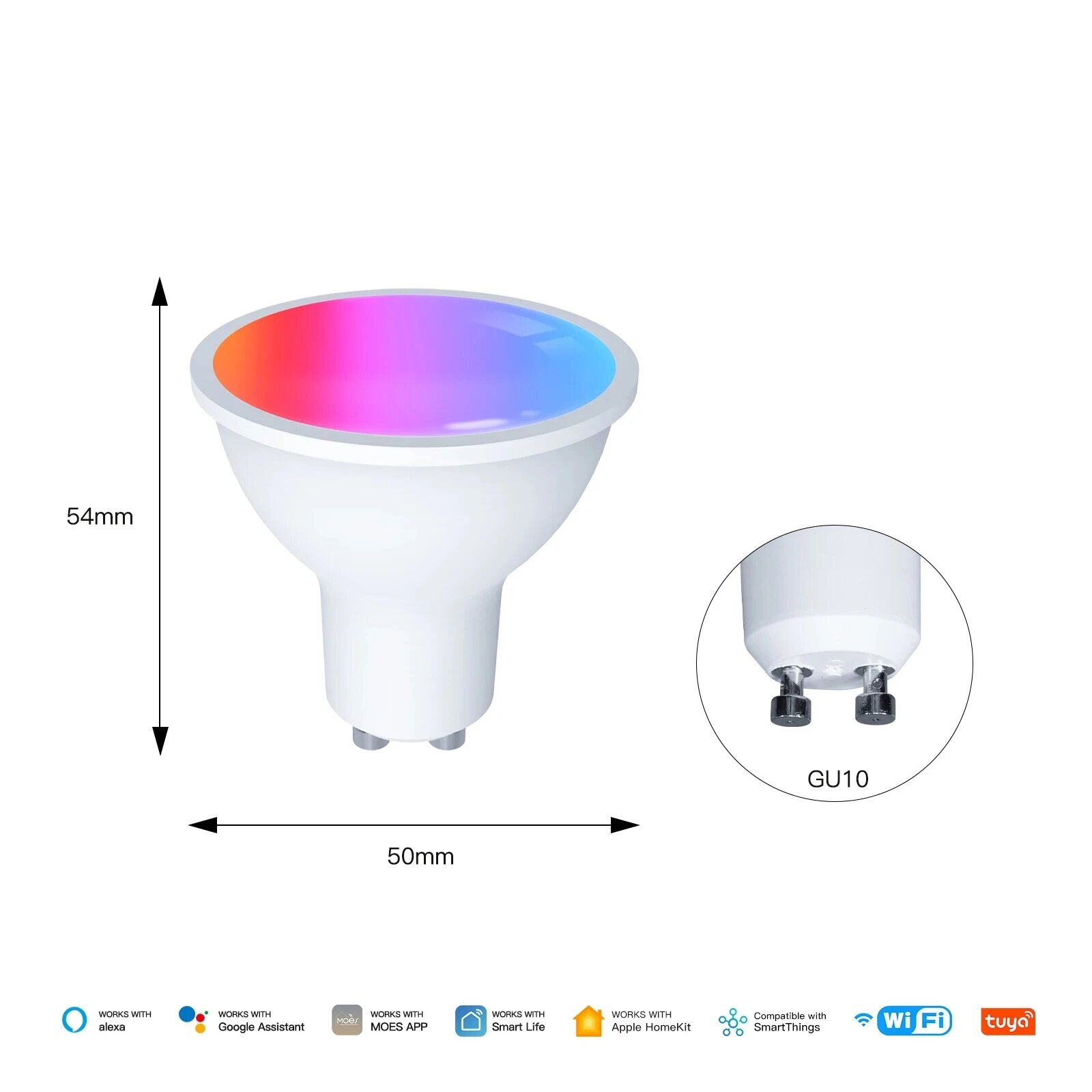 MOES Tuya Matter RGB GU10 смарт-лампа, 5 PCS