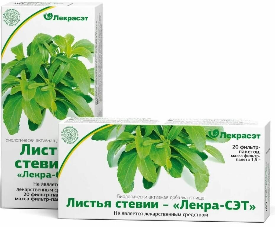 Пищевая добавка Лекра-СЭТ "Листья Стевии", 20 пакетиков по 1,5 г