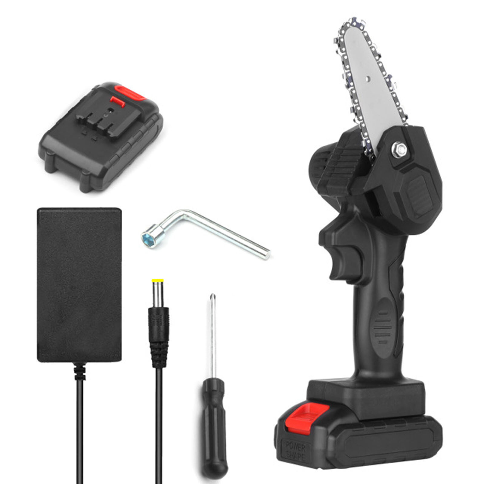 Мини-бензопила 4-дюймовая беспроводная электрическая переносная обрезная пила 24 В перезаряжаемая