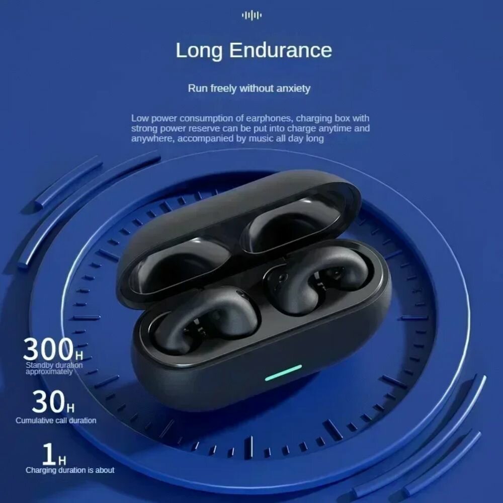 Новые беспроводные наушники Bluetooth 5.3 с костной проводимостью T75 с клипсой для наушников, музыкальная гарнитура с шумоподавлением, HD-гарнитура для звонков, спорта, игр