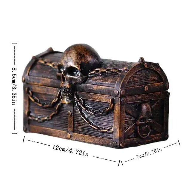 Шкатулка MZJDM «Сокровищница Пирата», круглая, для украшений, с черепом