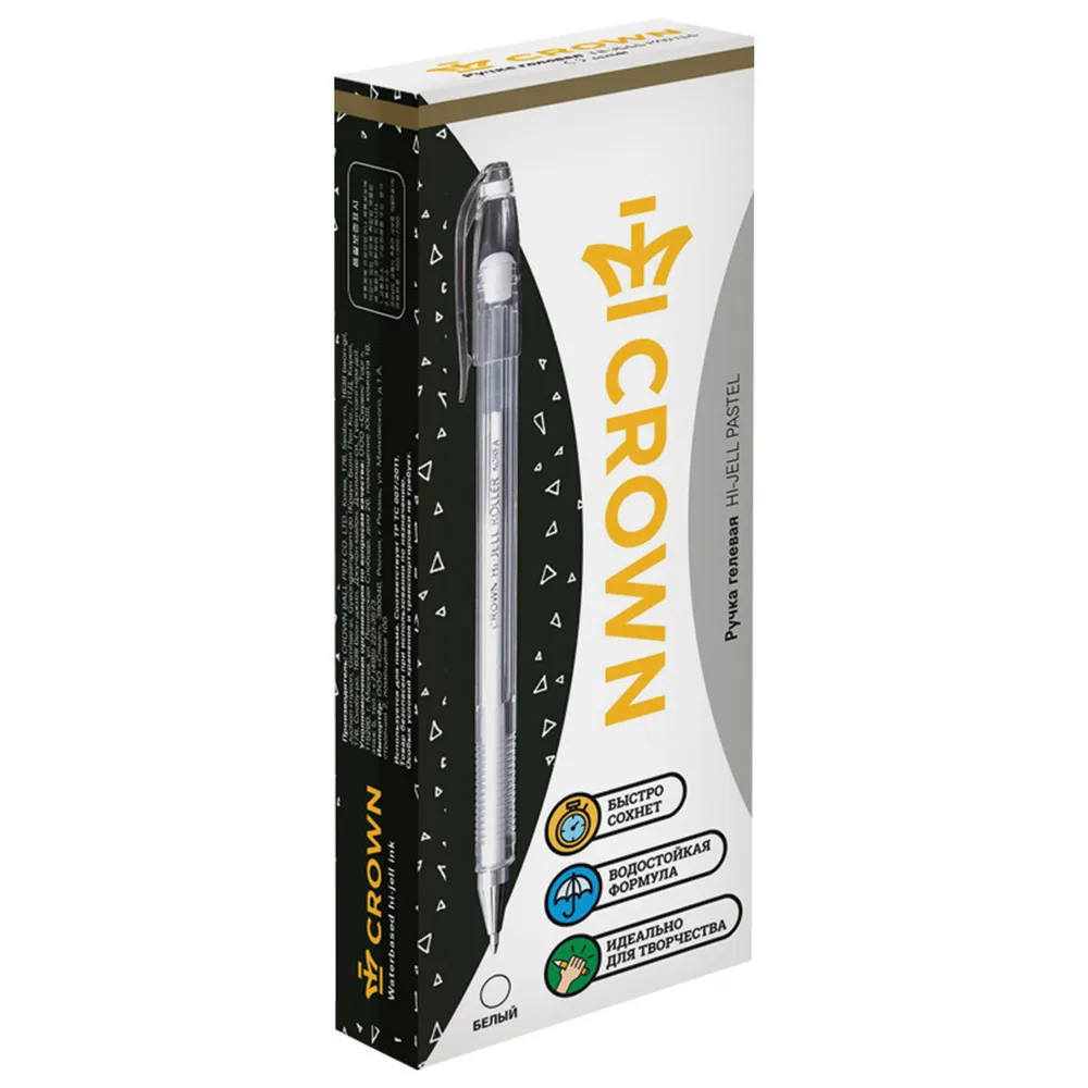 Гелевые ручки Crown Hi-Jell Pastel, пастель, белая, 0.8 мм, 12 шт (143065)