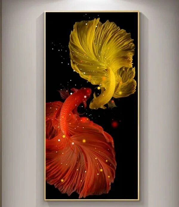 FangYuan-Алмазная мозаика-Две счастливые золотые рыбки-50х100 см