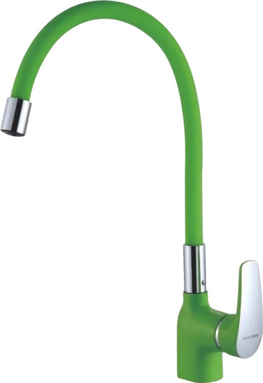Смеситель для кухни Shevanik S443-5 с гибким изливом, с поворотным изливом, зеленый, матовый, однорычажный, латунный, с керамическим картриджем