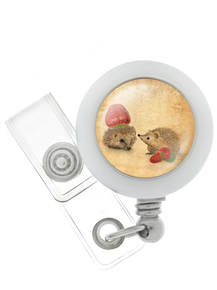 Держатель TINA BOLOTINA , для бейджа, с ретрактором, серебристый, ёжики