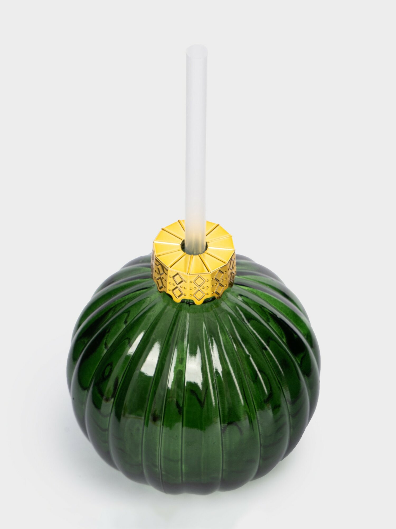 Банка для напитков, 380 мл, с крышкой и трубочкой, стекло, зеленая, Шар, New year (Anna Lafarg)