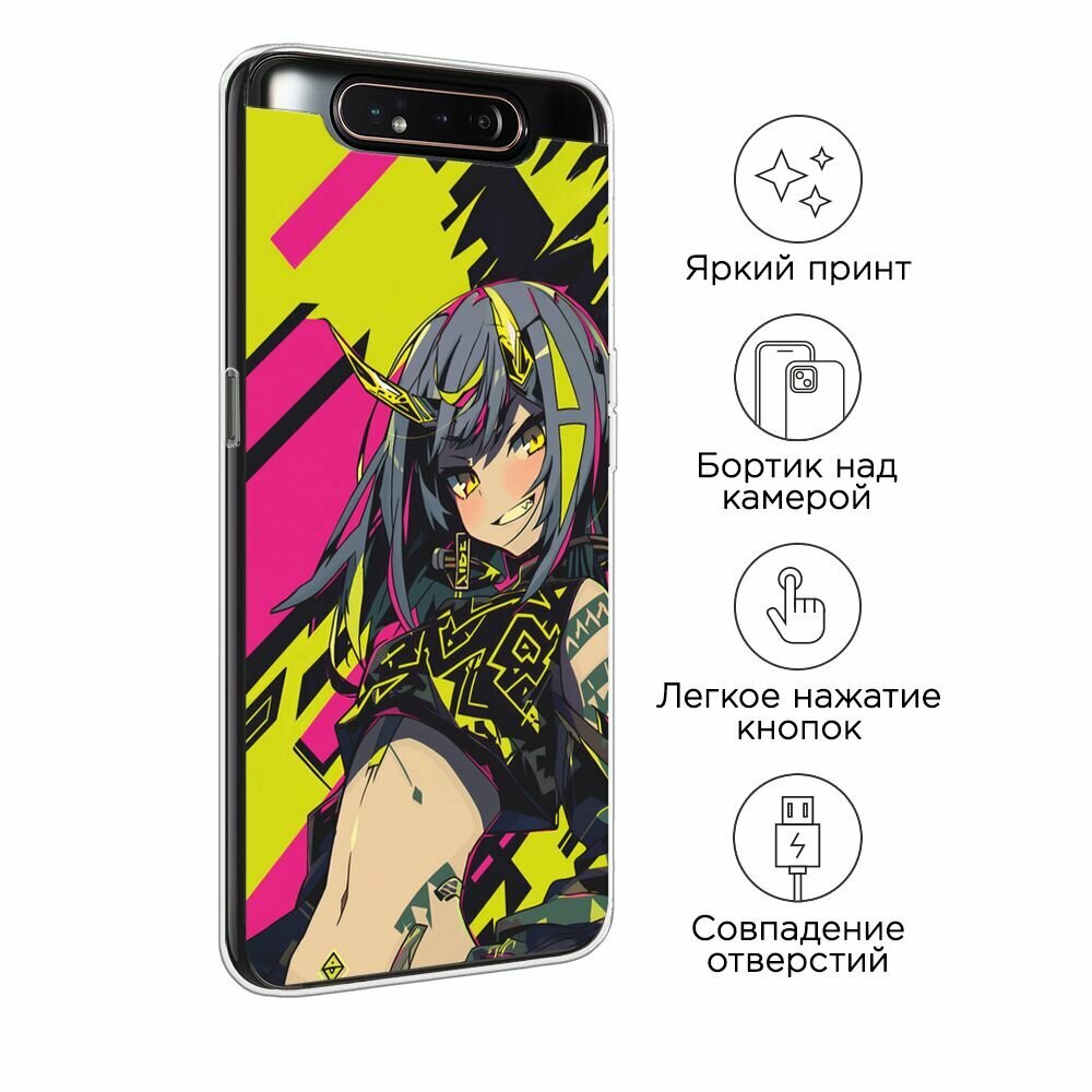 Чехол на Samsung Galaxy A80 / Самсунг Гэлакси A80 с принтом "Девушка в кибер костюме" — фото 1