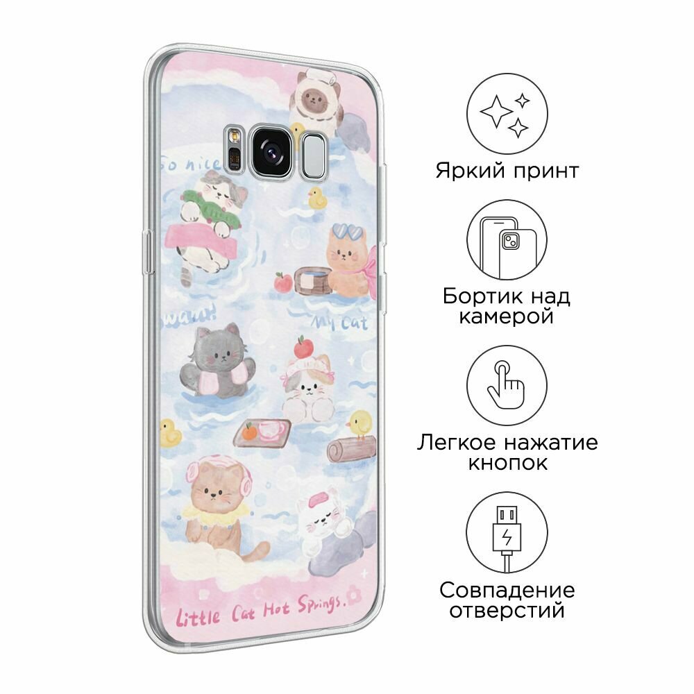 Чехол на Samsung Galaxy S8 / Самсунг Галакси С8 с принтом "Котики на источниках" — фото 1