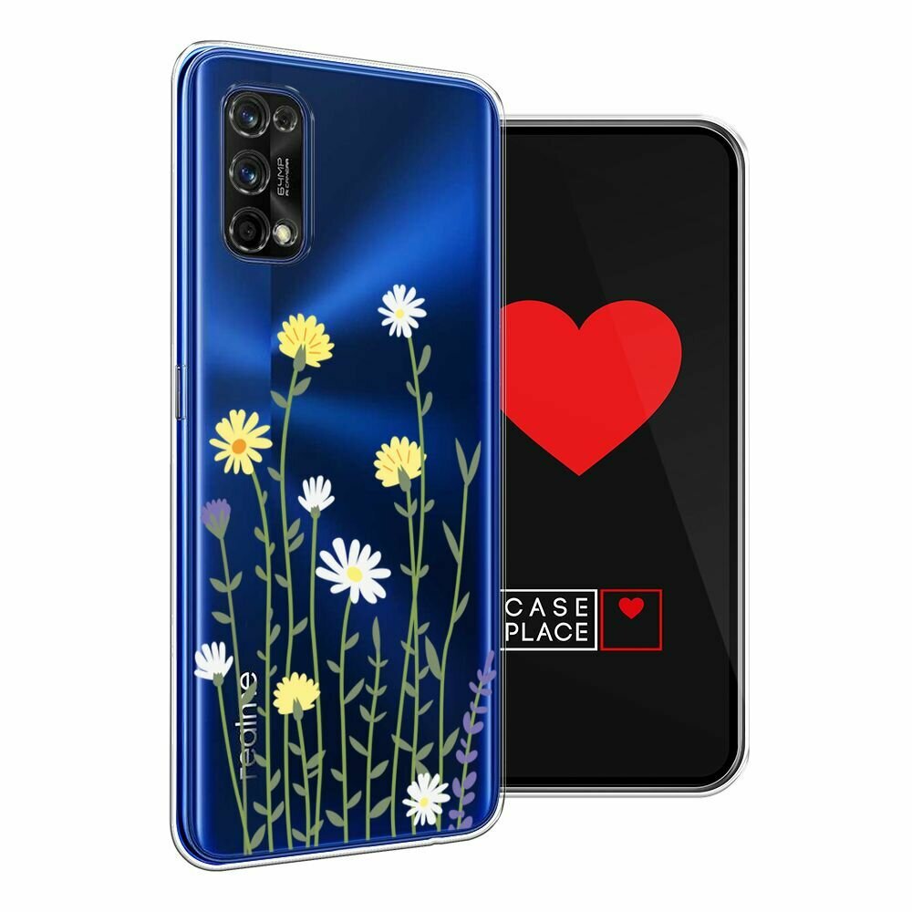 Чехол на Realme 7 Pro / Реалми 7 Про с принтом "Пучок полевых цветов", прозрачный — фото 1