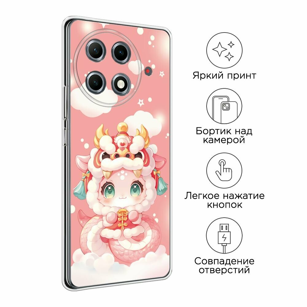 Чехол на Tecno Camon 30S Pro / Текно Камон 30S Про с принтом Розовая китайская змейка 1 — фото 1