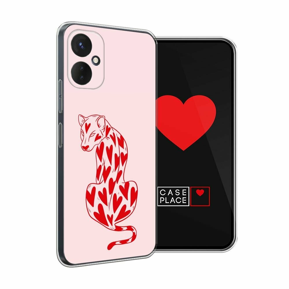 Чехол на Tecno Spark 9 Pro / Техно Спарк 9 Про с принтом "Heart panther 1 - 14 февраля" — фото 1