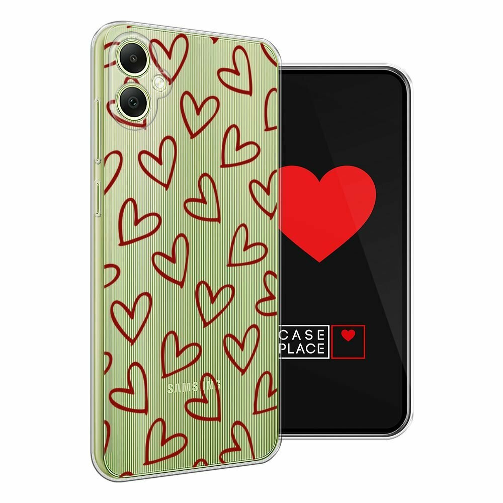 Чехол на Samsung Galaxy A05 / Самсунг Галакси A05 с принтом "Little hearts doodles 2 - 14 февраля", прозрачный — фото 1