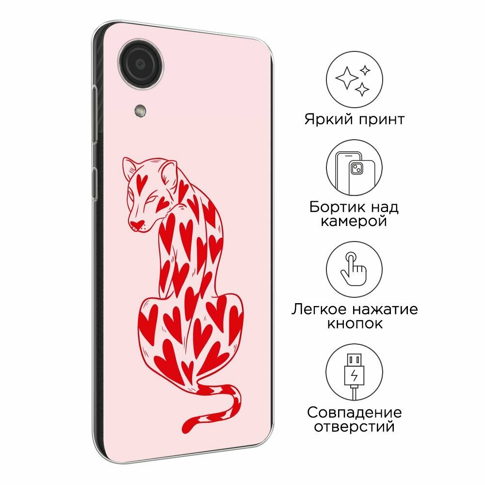 Чехол на Samsung Galaxy A03 Core / Самсунг Галакси А03 Core с принтом "Heart panther 1 - 14 февраля" — фото 1