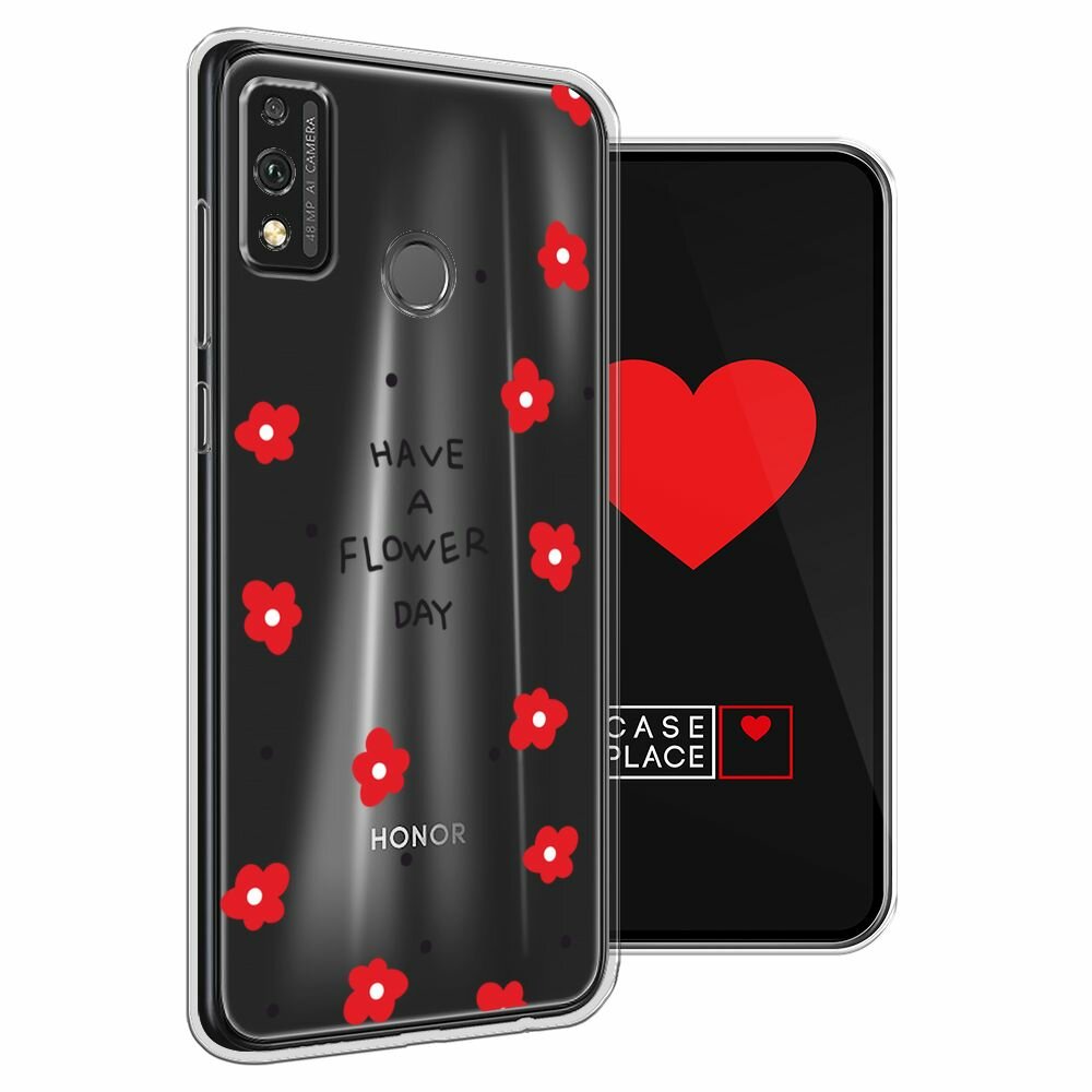 Чехол на Honor 9X Lite / Хонор 9X Лайт с принтом Have a flower day 2, прозрачный — фото 1